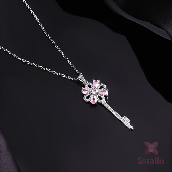Sakura Sparkle Key Necklace