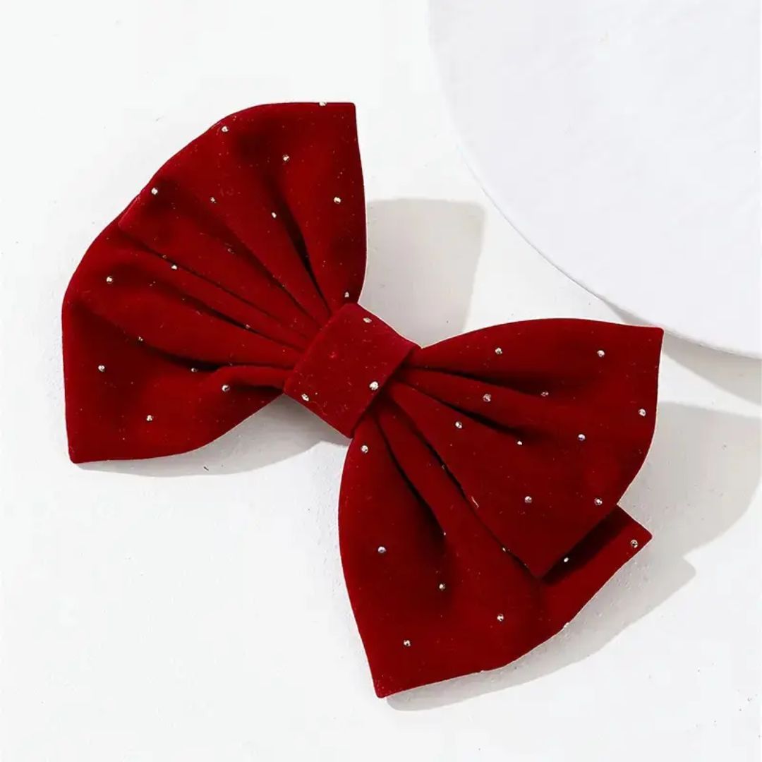 Red Velvet Bow Hair Clip